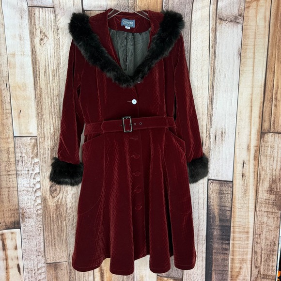 Collectif | Jackets & Coats | Collectif Vintage Jacket Burgundy Velvet ...